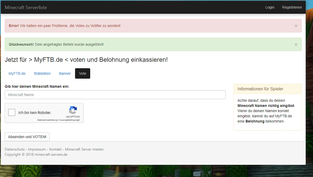 Votifier Problem bei minecraft-servers.de - Plugins - MyFTB Diskussionen