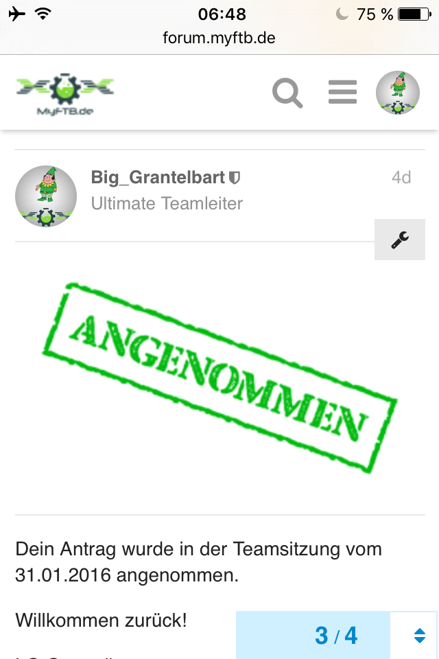 Stempel bei Themen - Feedback - MyFTB Diskussionen